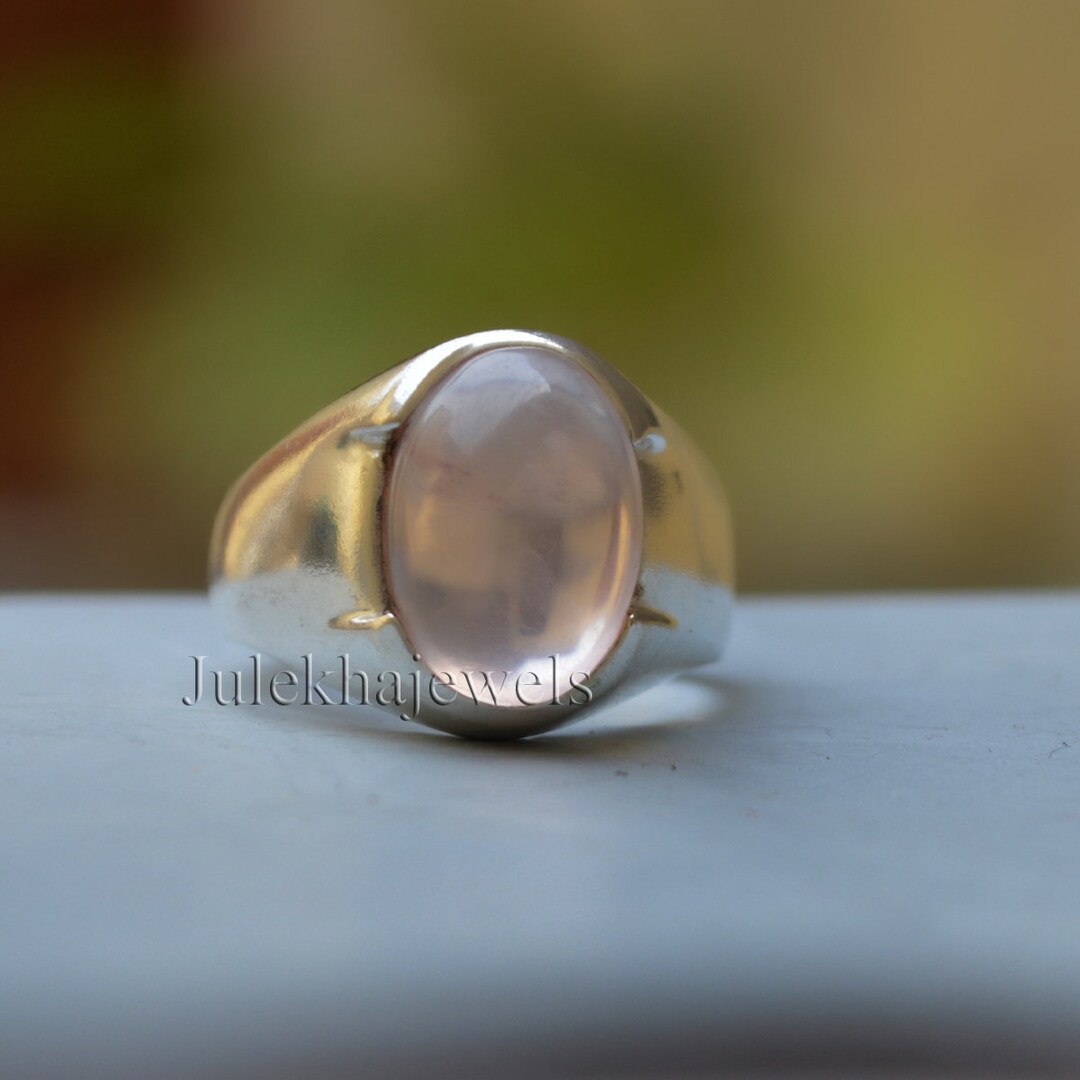 Pink Danburite Gemstone Ring: Oval Cabochon, Sterling Silver & Gold Fill - Etsy