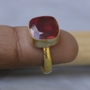 Pink Rubellite Ruby Ring, Sterling Silver Yellow Plated, Rose Gold ...