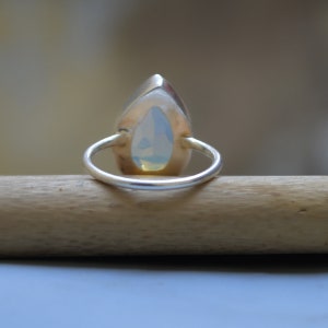 Pear Cut Blue Opaline Opal 925 Sterling Silver, 14K Yellow Gold Fill, 14K Rose Gold Fill Ring ...