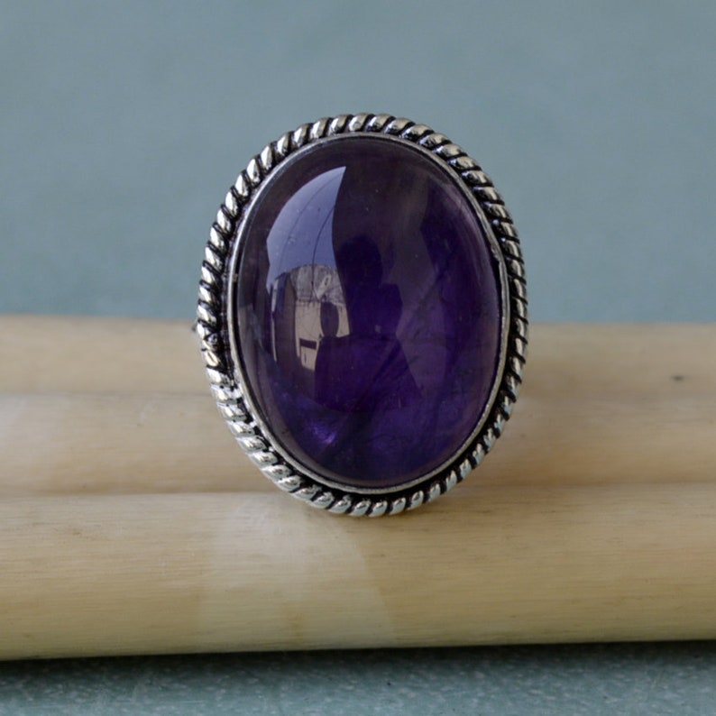Oval Purple Amethyst Ring: 925 Sterling Silver, 12x16mm Gemstone - Etsy