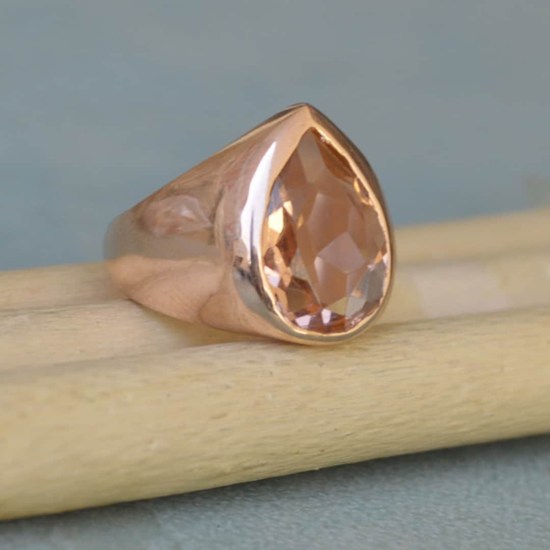 Pear Cut Peach Morganite Quartz Gemstone 925 Sterling Silver, 14K ...