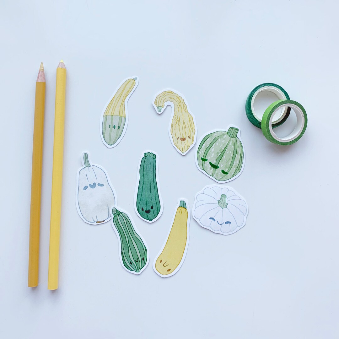 Summer Squash Sticker Set - Cute Sticker Pack - Vinyl Sticker Pack ...