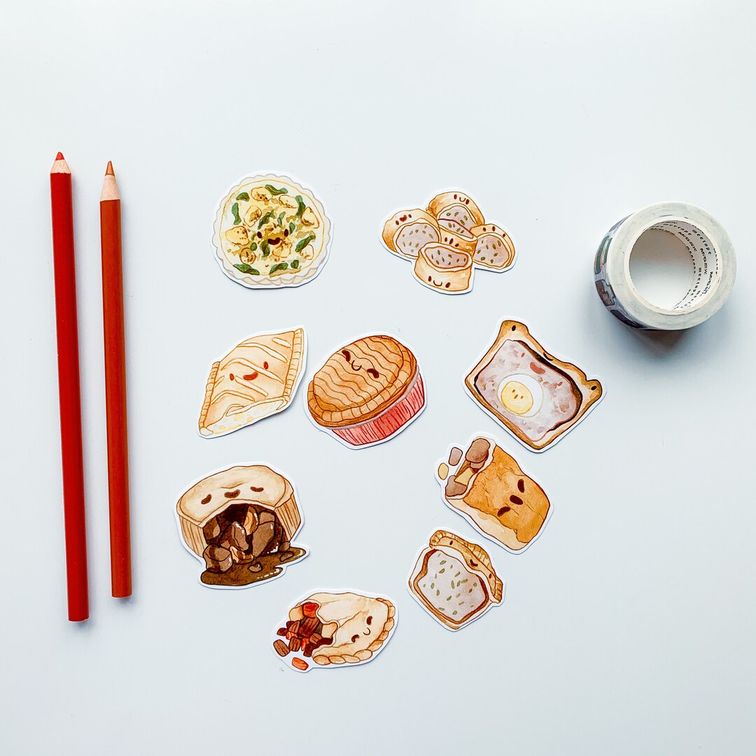 British Pies & Pastries Sticker Set - Cute Sticker Pack - Vinyl Sticker ...