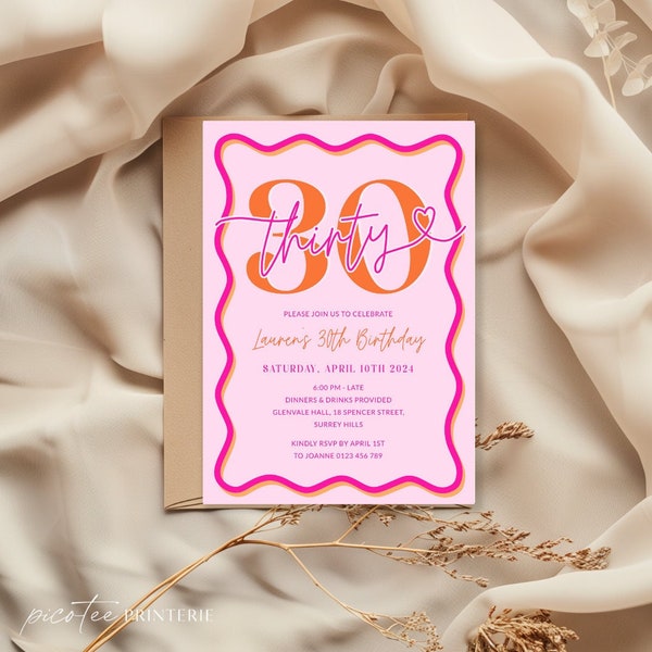 Pink Orange Thirty Birthday - Etsy UK
