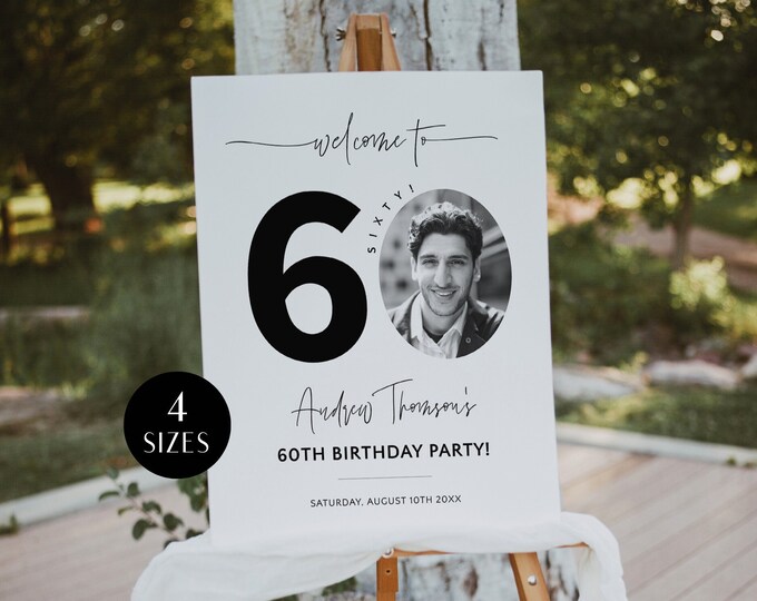 Look Who's 60 Welcome Sign, 60th Birthday Foam Board With Picture ...