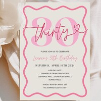 Thirty & Fabulous Womens 30th Birthday Digital Invitation Template ...