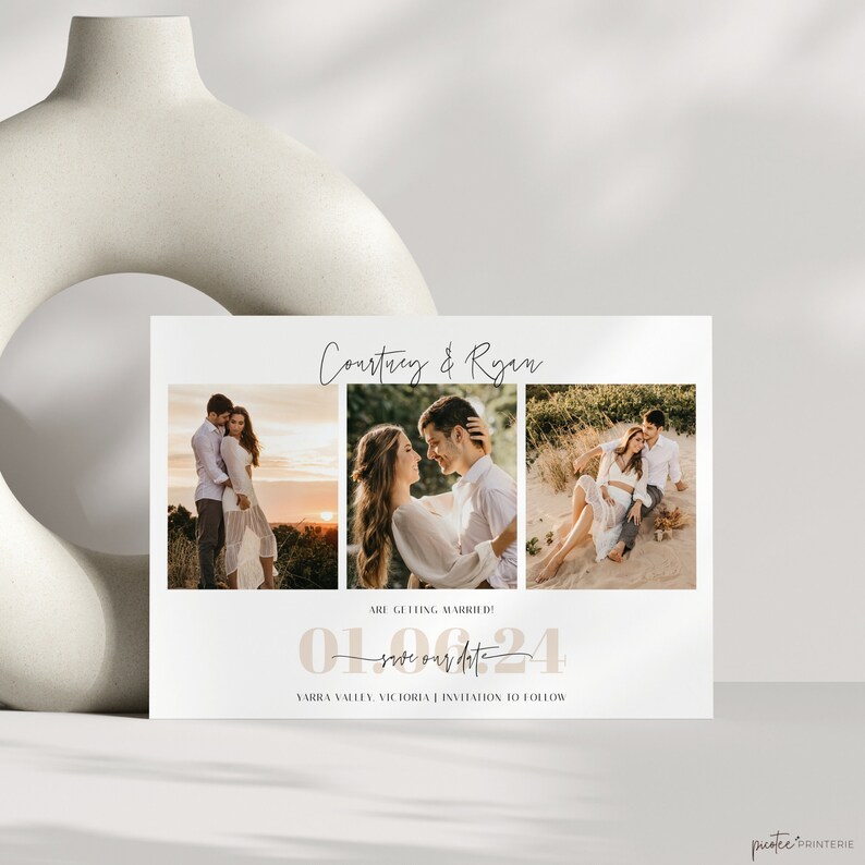 Printable Photo Save the Date Template, Photo Collage Save the Date ...