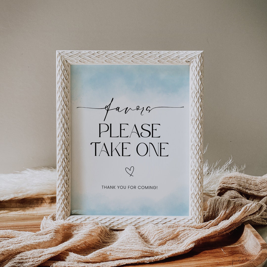 Blue Baby Shower Favor Sign, Printable Favor Table Sign, Minimalist ...