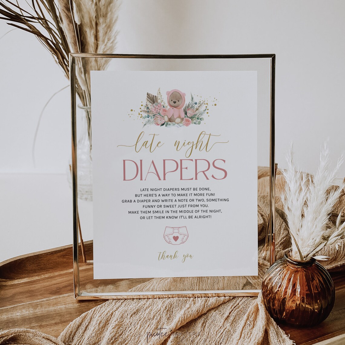 Late Night Diapers Baby Shower Sign, Printable Late Night Diaper ...