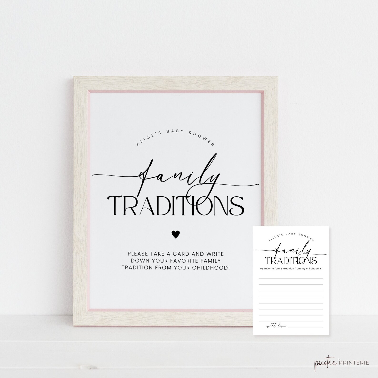 Family Traditions Sign and Card Modern Minimalist Baby Shower - Etsy