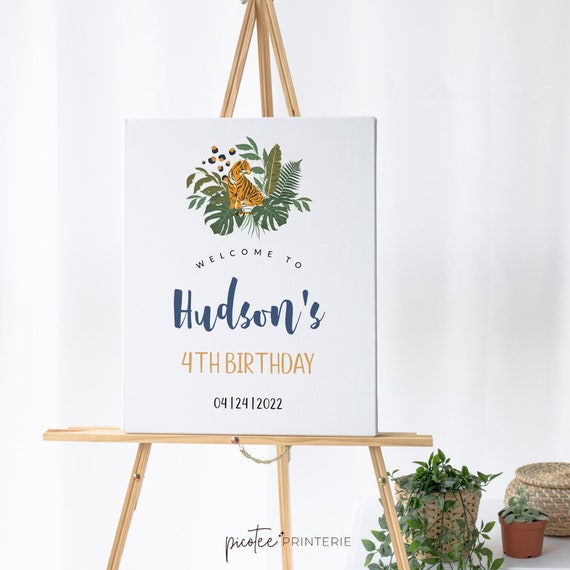 Jungle Safari Birthday Welcome Sign Template Boys Tiger Party - Etsy