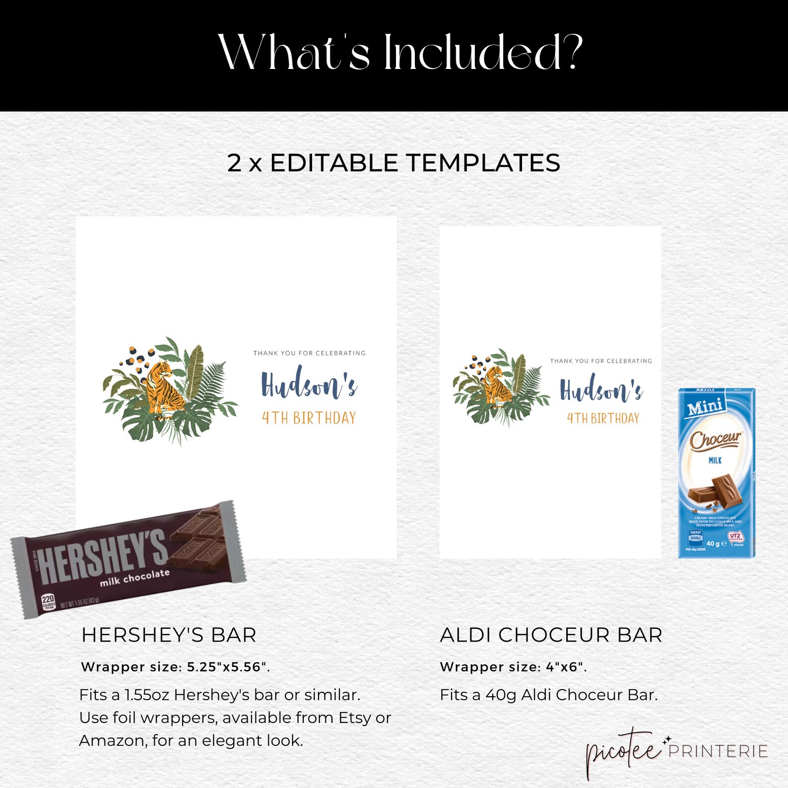 Jungle Safari Chocolate Bar Wrapper Tiger Party Favor - Etsy