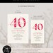 Bow Wavy Border 40th Birthday Invitation Women, Modern Scalloped 40th ...