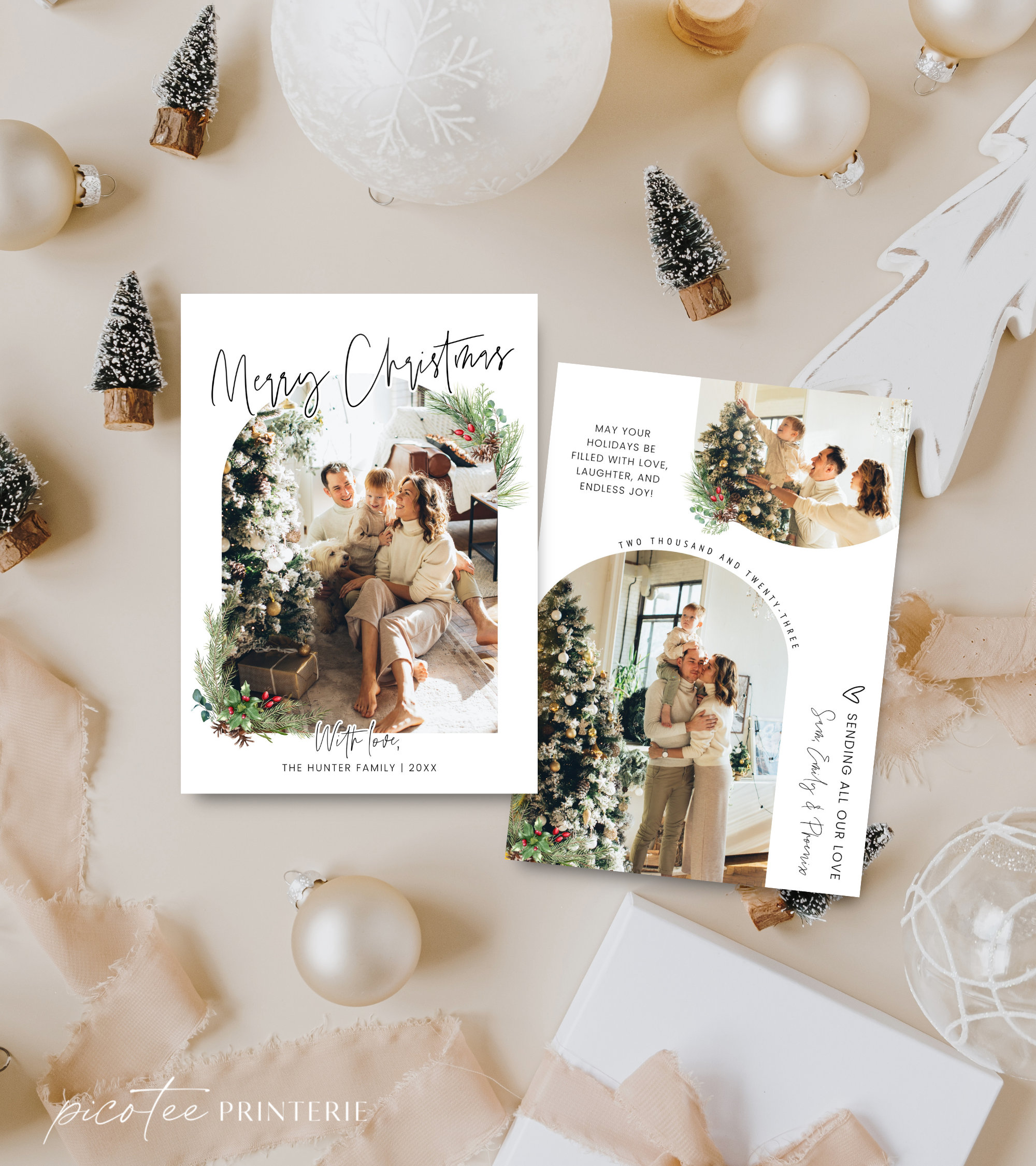 Merry Christmas Photo Card Printable, Minimalist Arch Christmas Photo ...