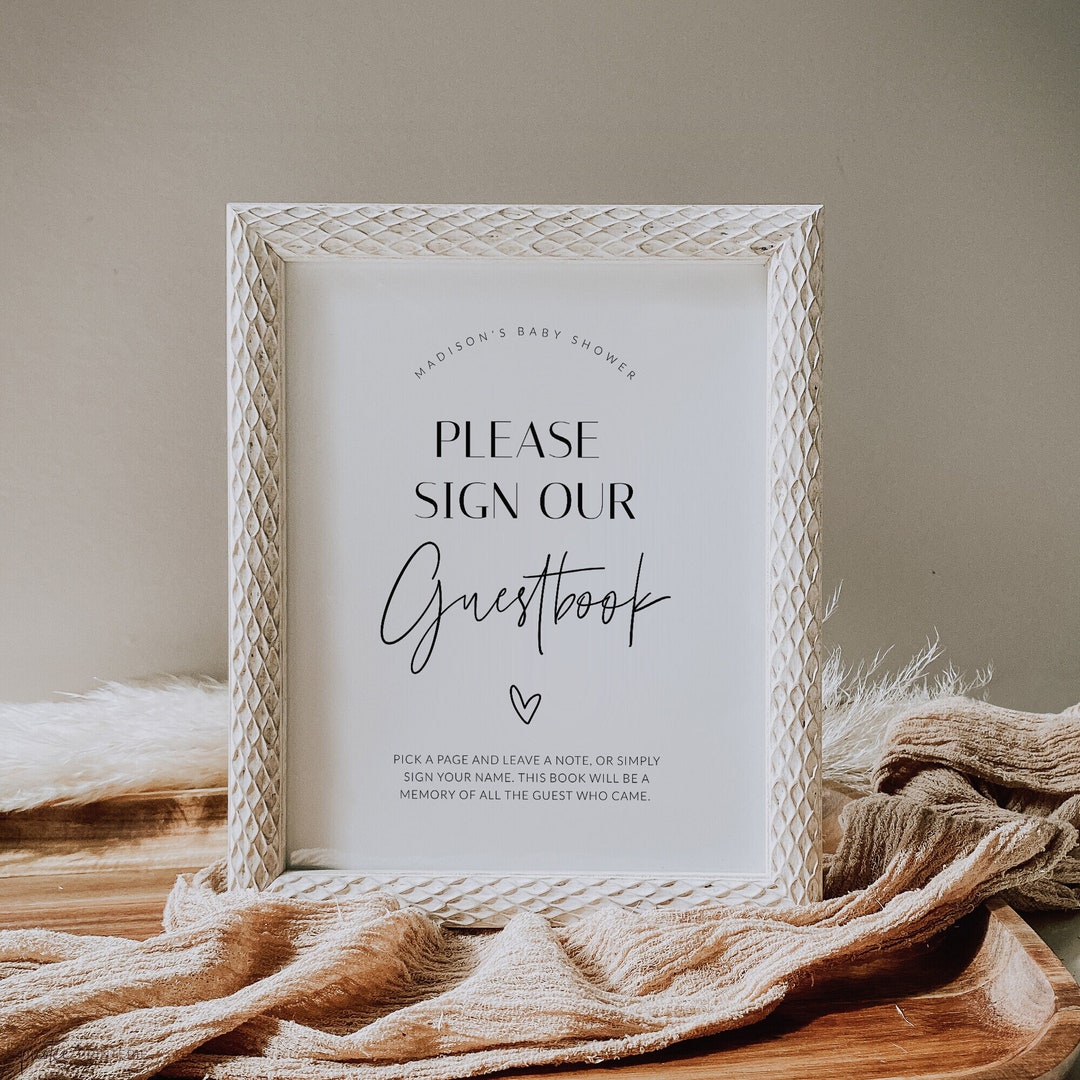 Baby Shower Guest Book Sign Template, Please Sign Our Guestbook ...