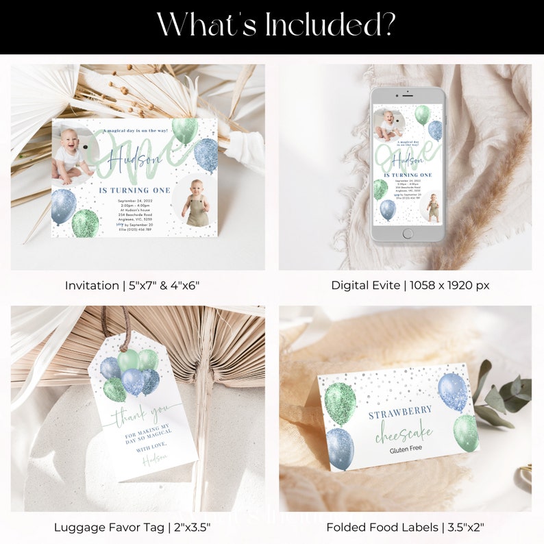 Editable Invitation Bundle Printable Birthday Bundle Blue - Etsy