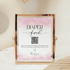 Baby Shower QR Code Diaper Fund Sign, Printable Cash Gift Sign, Venmo ...