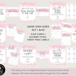 Pink Baby Shower Game Bundle, Printable Baby Shower Games Bundle ...