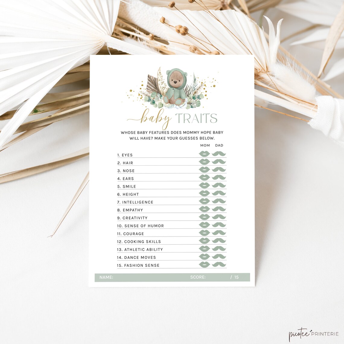 Baby Traits Game Boho Baby Shower Games Mommy or Daddy Game - Etsy
