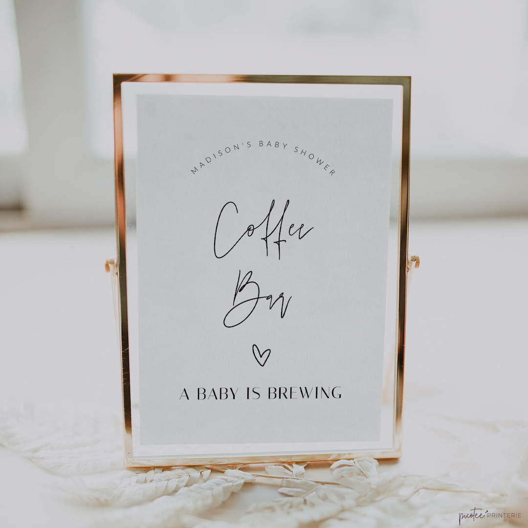 Baby Shower Coffee Bar Sign, A Baby is Brewing, Minimalist Baby Shower ...