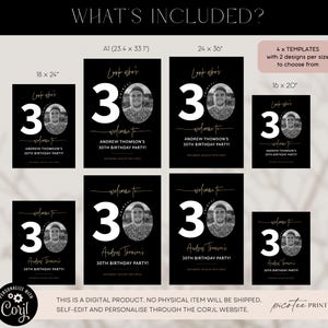 30th Birthday Party Men's Welcome Sign Photo Template, Look Who's 30 ...
