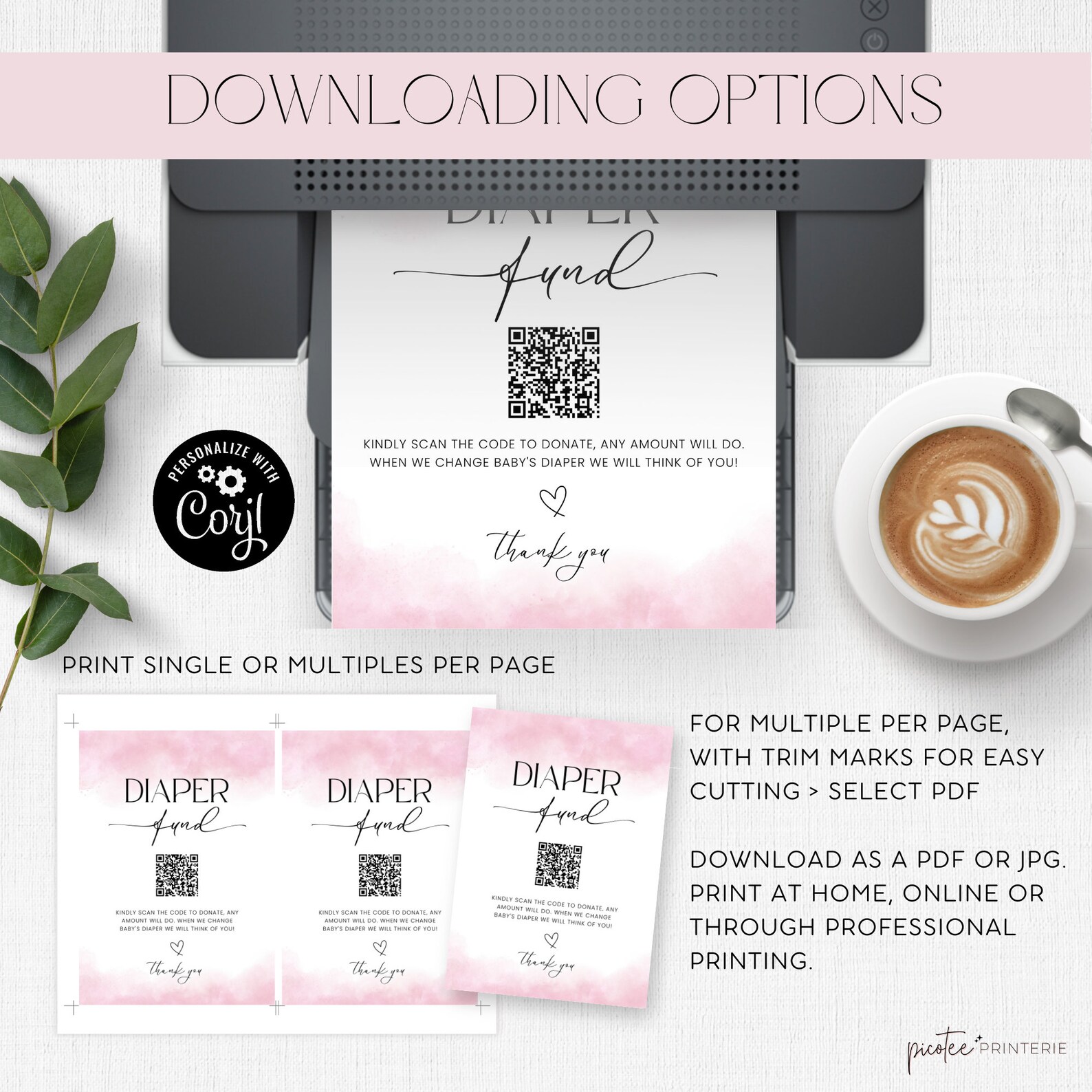 Baby Shower QR Code Diaper Fund Sign, Printable Cash Gift Sign, Venmo ...