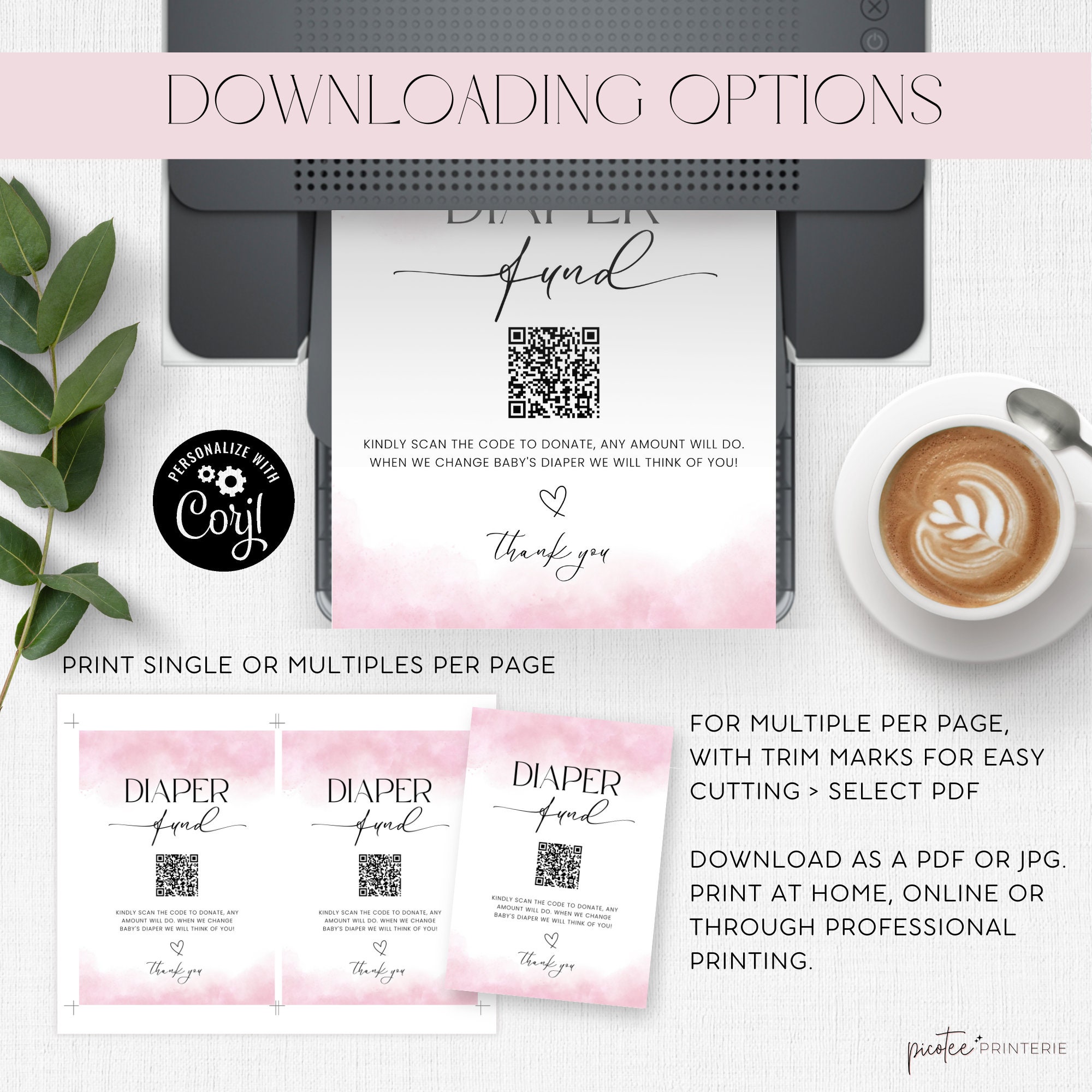 Baby Shower QR Code Diaper Fund Sign, Printable Cash Gift Sign, Venmo ...