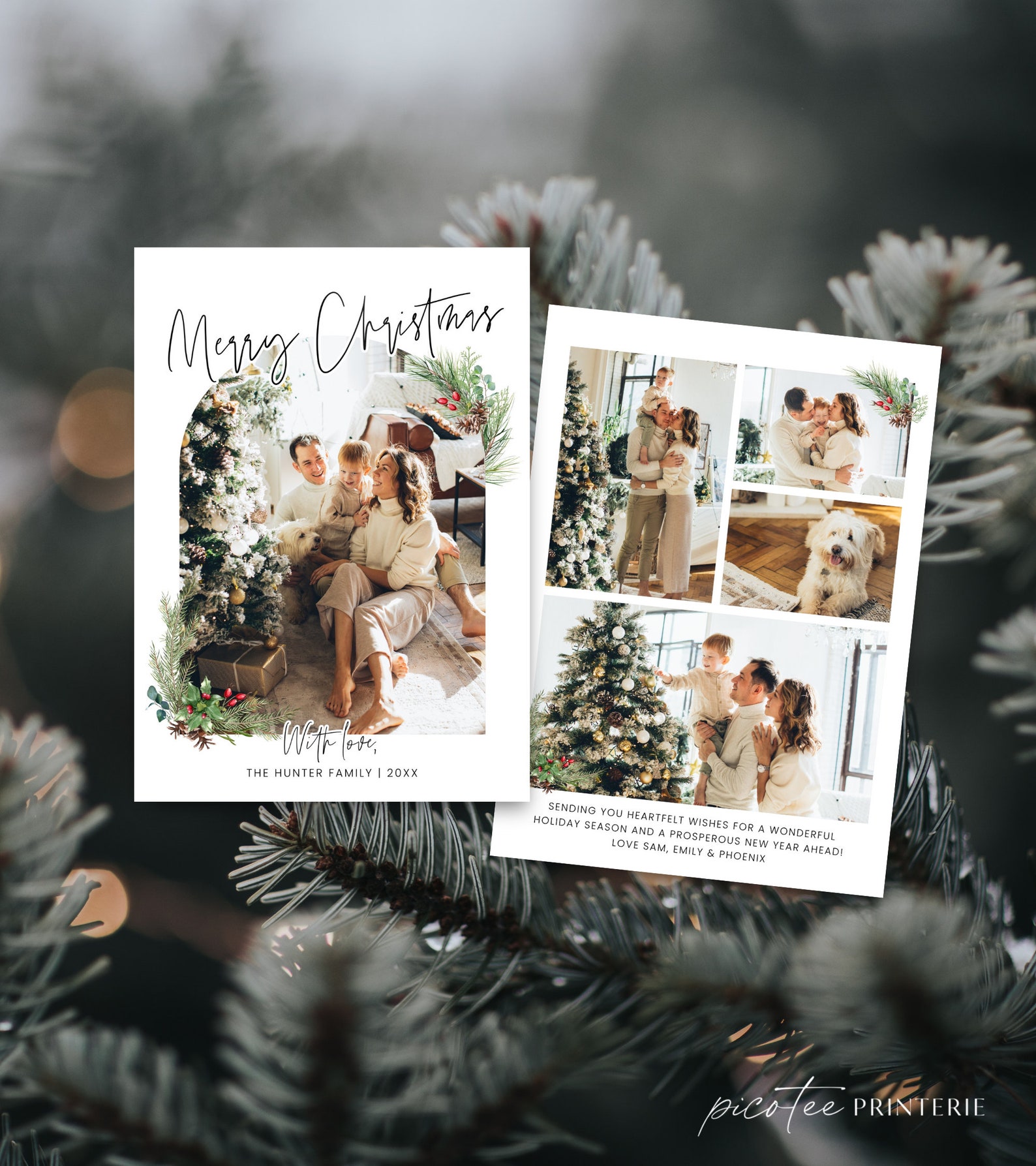 Merry Christmas Photo Card Printable, Minimalist Arch Christmas Photo ...