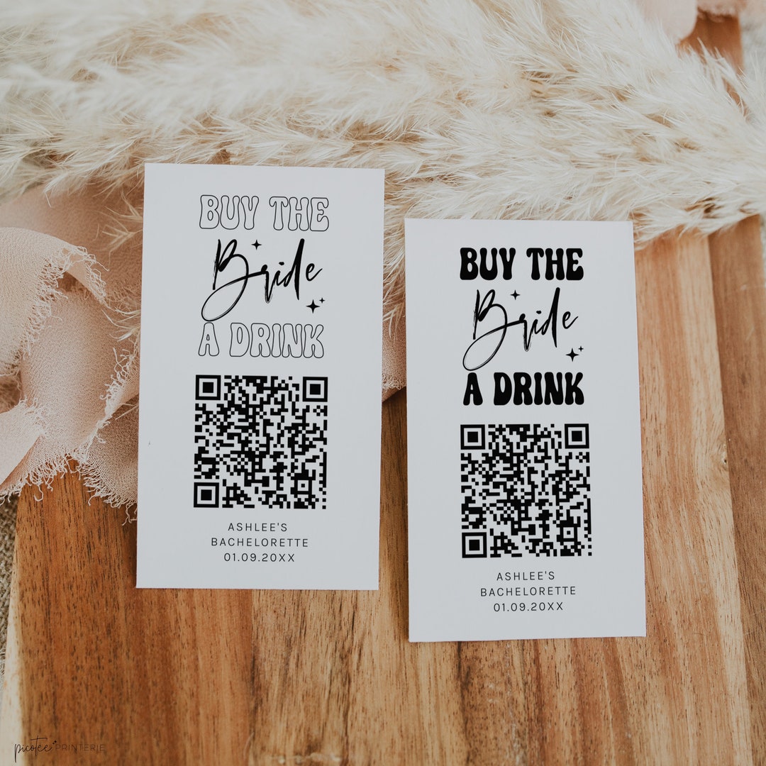 Buy the Bride A Drink Card, Bride Bachelorette Venmo, QR Code Drink ...