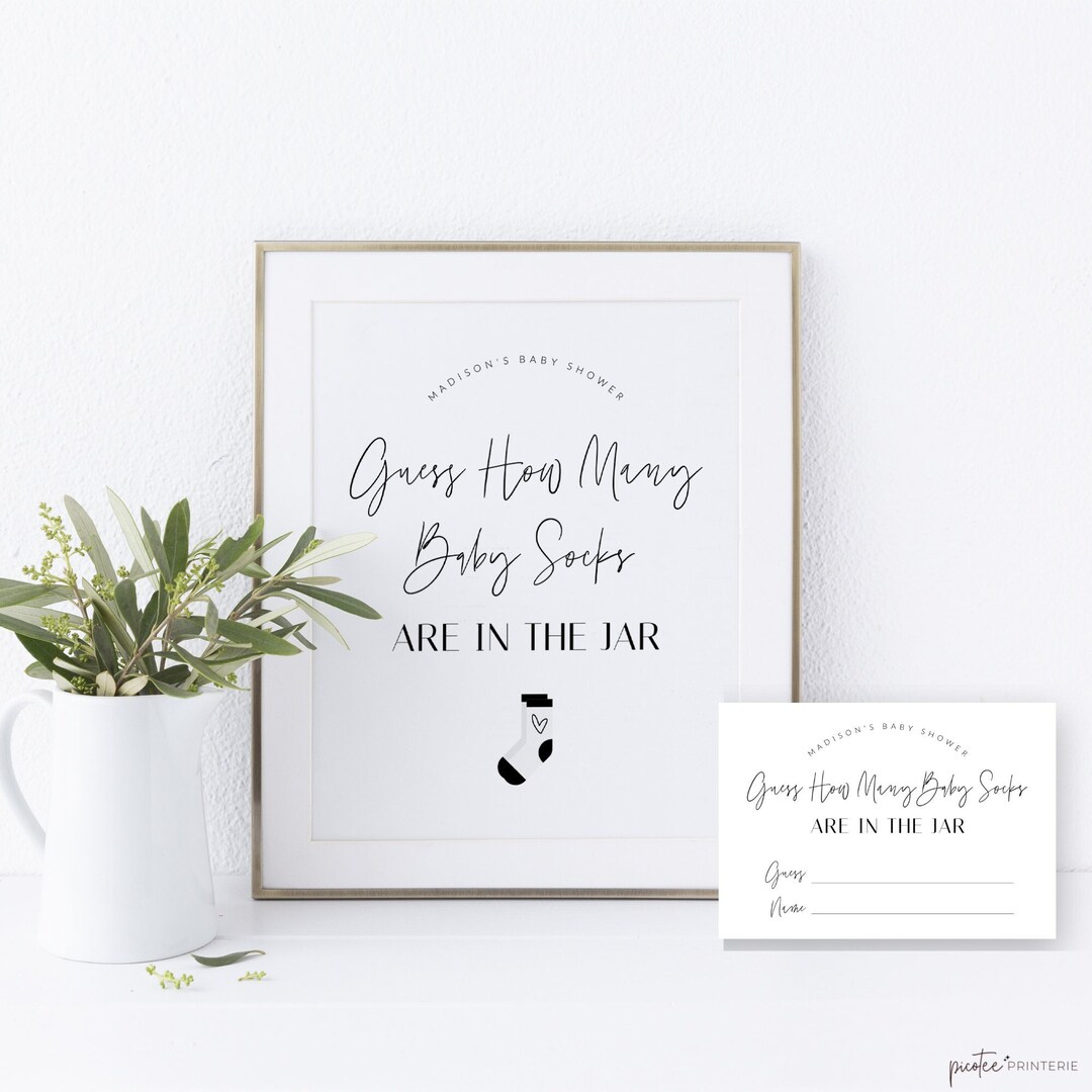 Guess How Many Baby Socks Are in the Jar Game, Baby Socks Sign ...