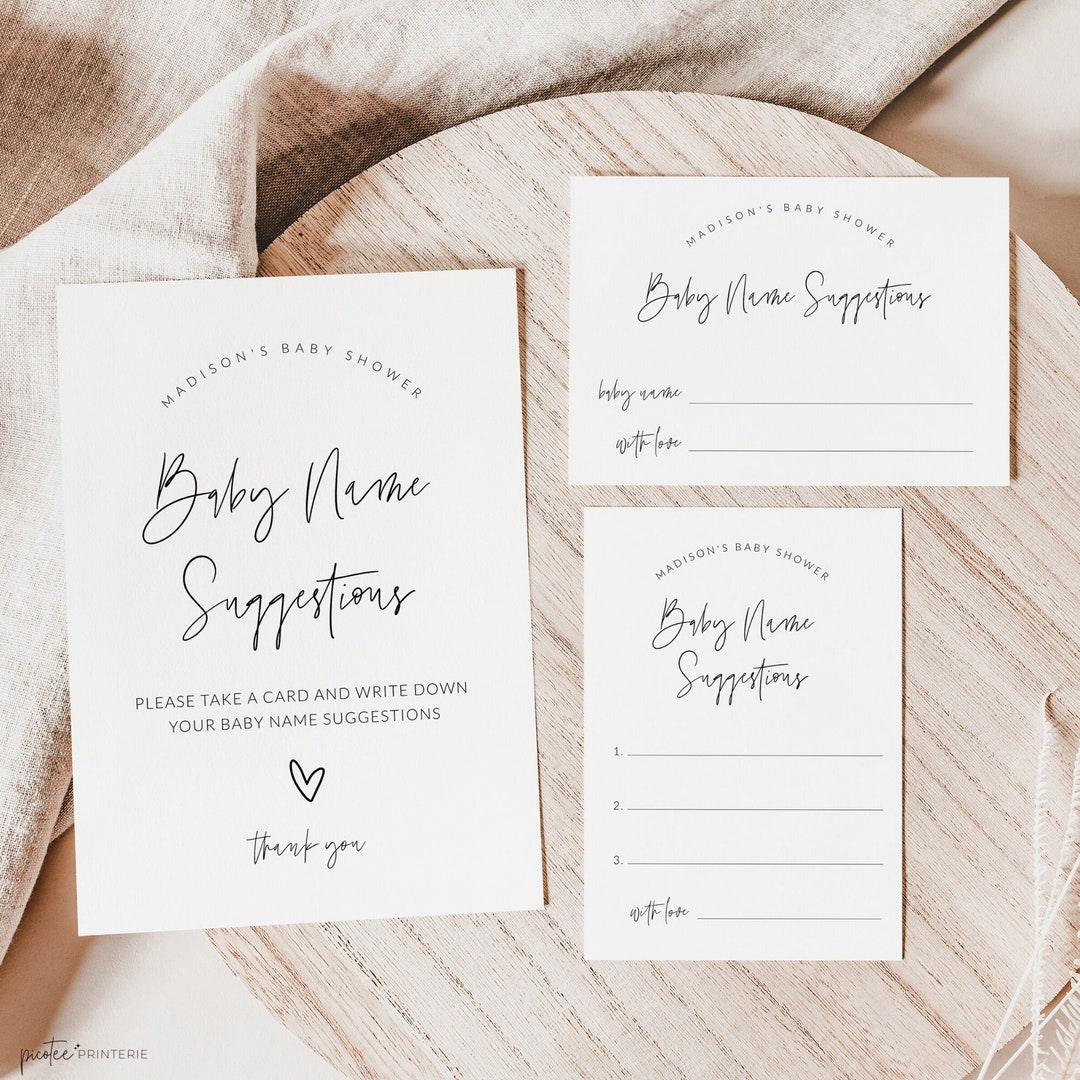 Baby Name Suggestions Card, Baby Name Ideas Game, Minimalist Baby ...