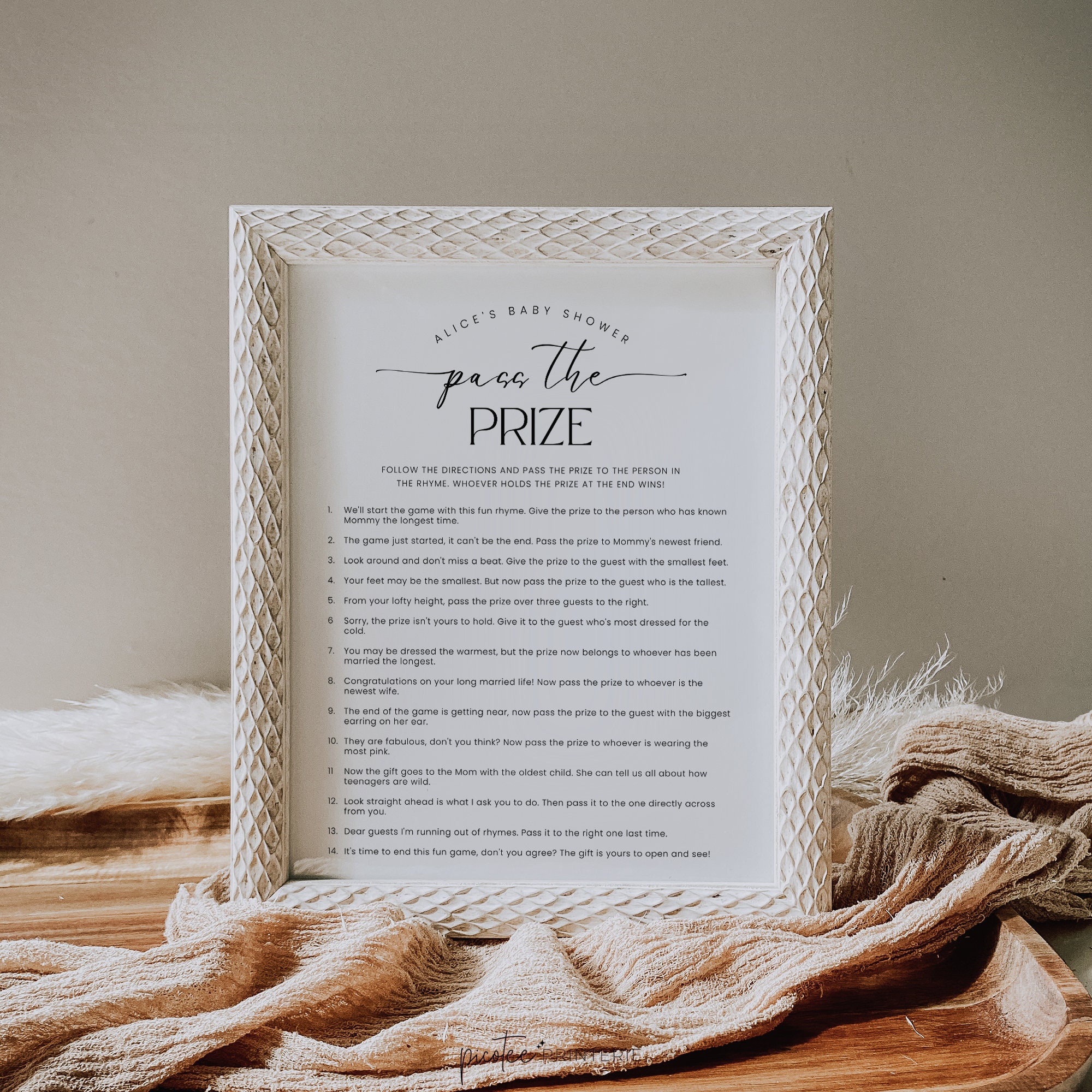 Pass the Prize Poem Baby Shower Pass the Rhyme Pass the - Etsy