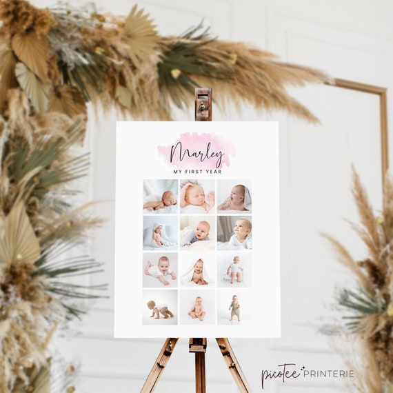 My 1st Year Photo Poster Template Printable Baby's First - Etsy