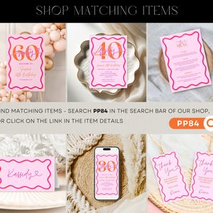 Pink Wavy Border 40th Birthday Invitation Women, Scalloped 40th Party ...