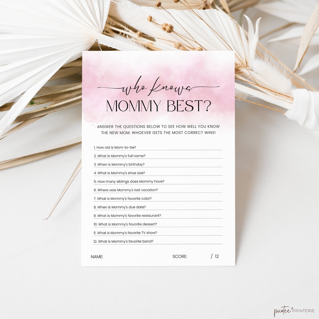 Who Knows Mommy Best Baby Shower Game, Minimalist Games Printable ...
