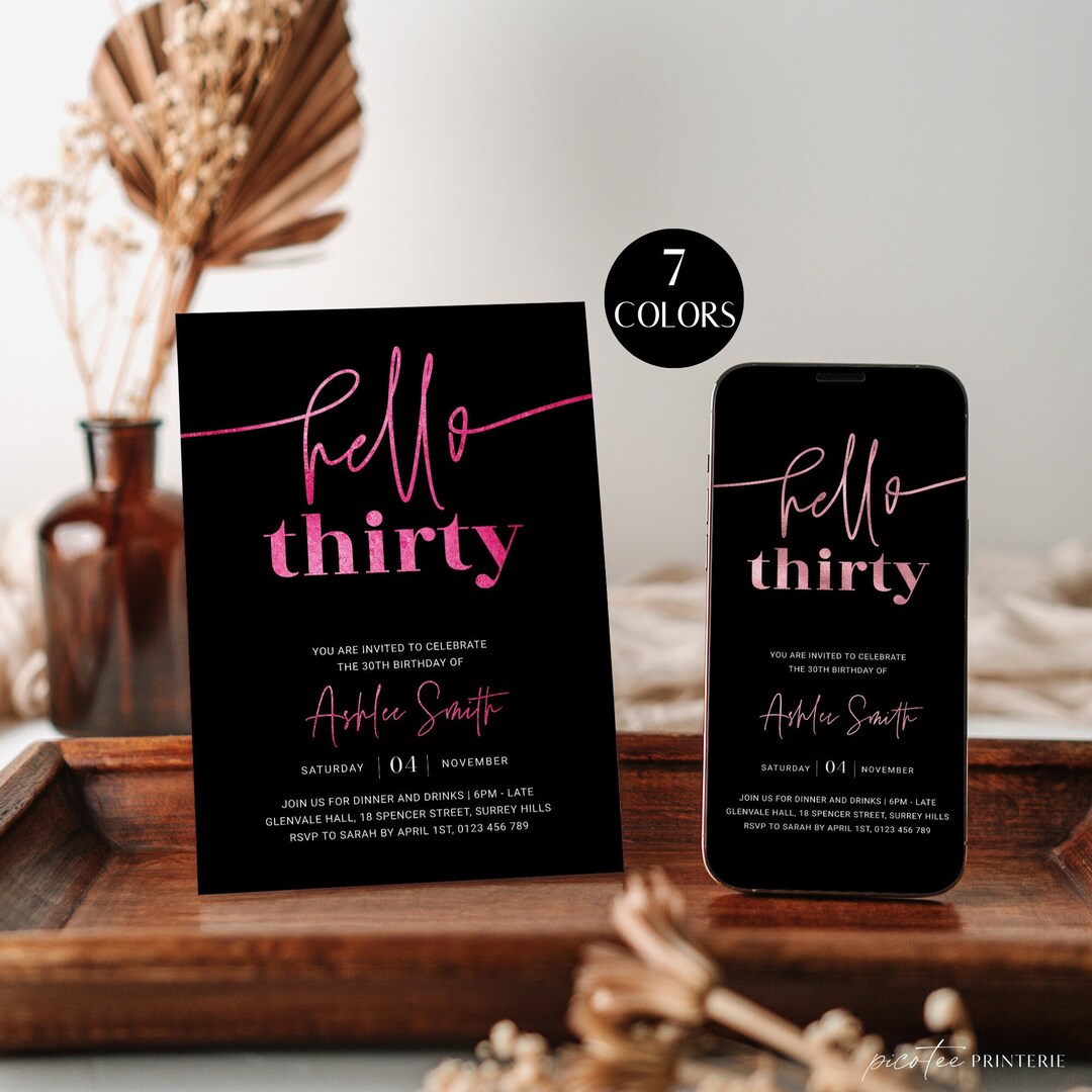 30th Birthday Party Invitation for Her, Printable Women 30th Birthday ...