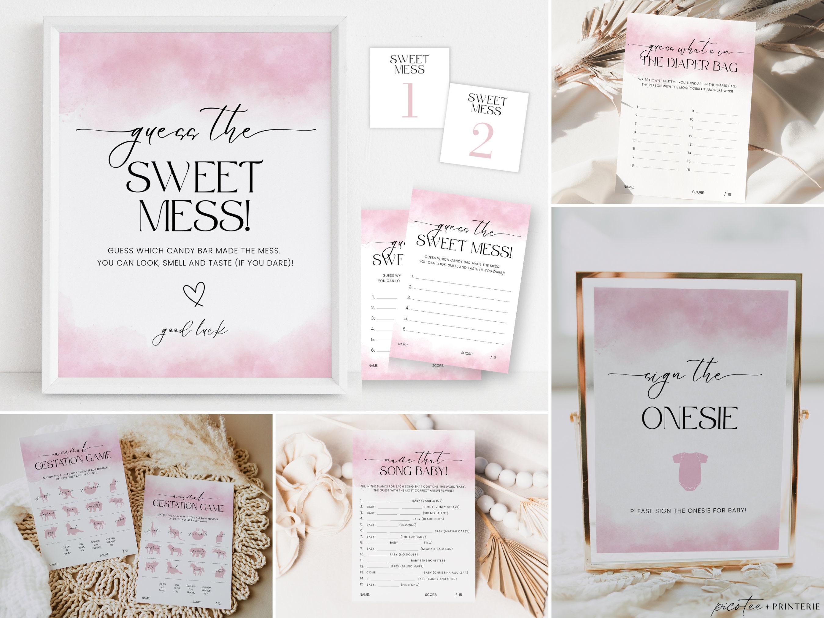 Pink Baby Shower Game Bundle Printable Baby Shower Games - Etsy Australia