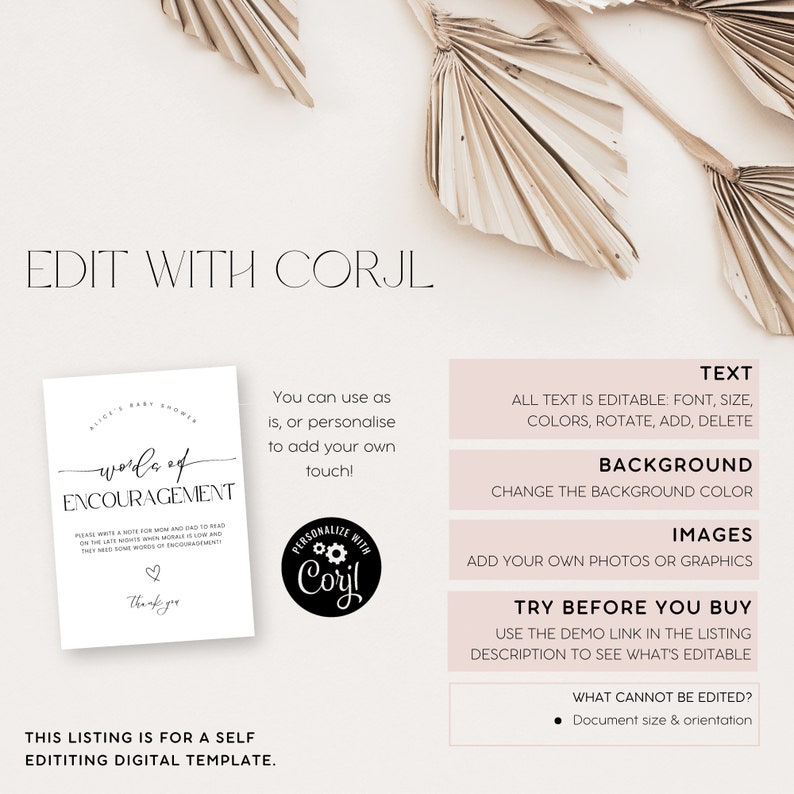 Minimalist Words of Encouragement for New Parents, Editable Words of ...