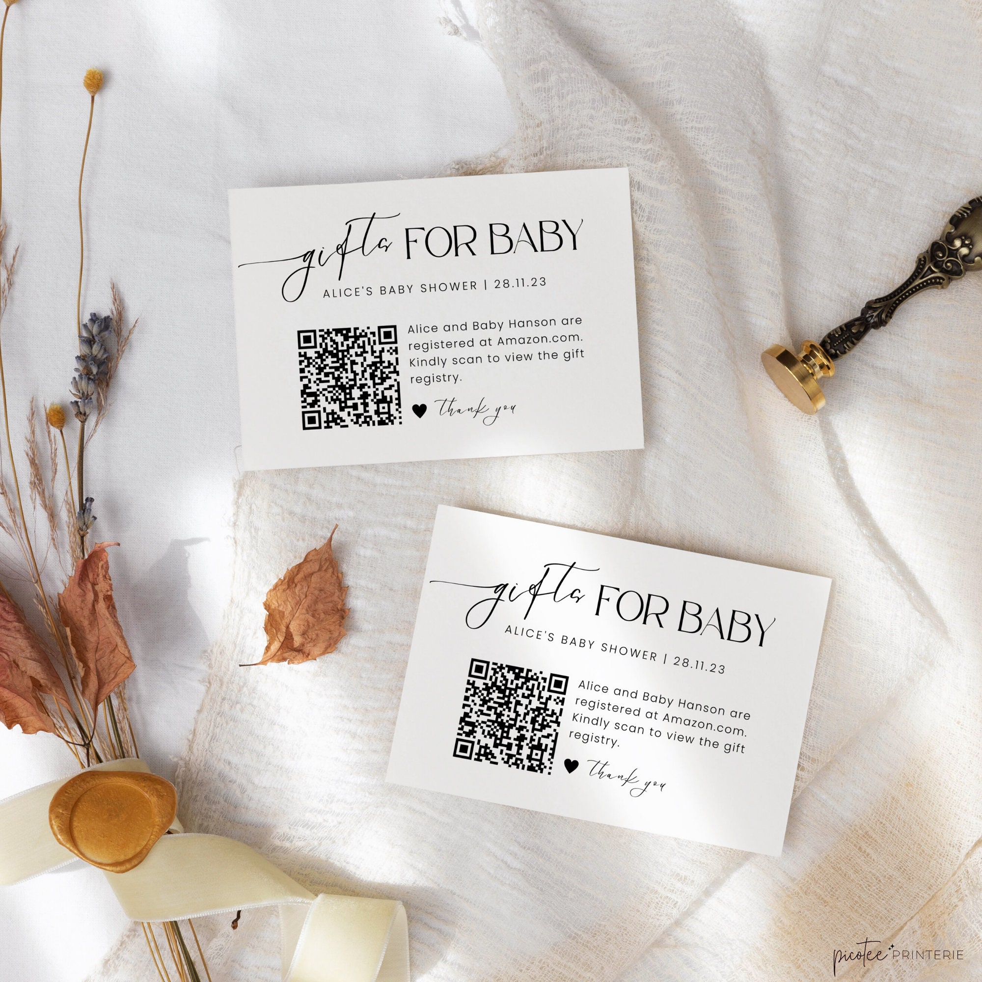 Baby Shower QR Code Gift Registry Card, Gift Registry QR Code ...