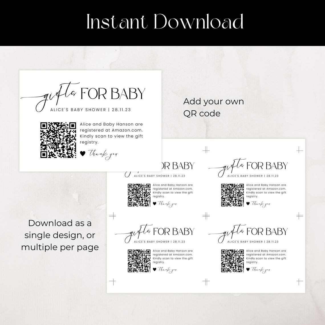 Baby Shower QR Code Gift Registry Card Gift Registry QR Code - Etsy