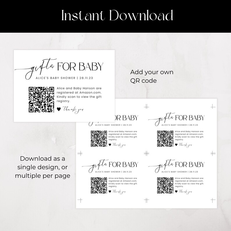 Baby Shower QR Code Gift Registry Card Gift Registry QR Code - Etsy India