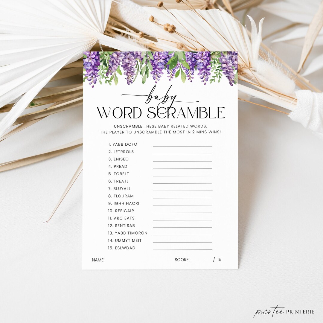 Baby Word Scramble Game With Answers Printable, Wisteria Baby Word ...