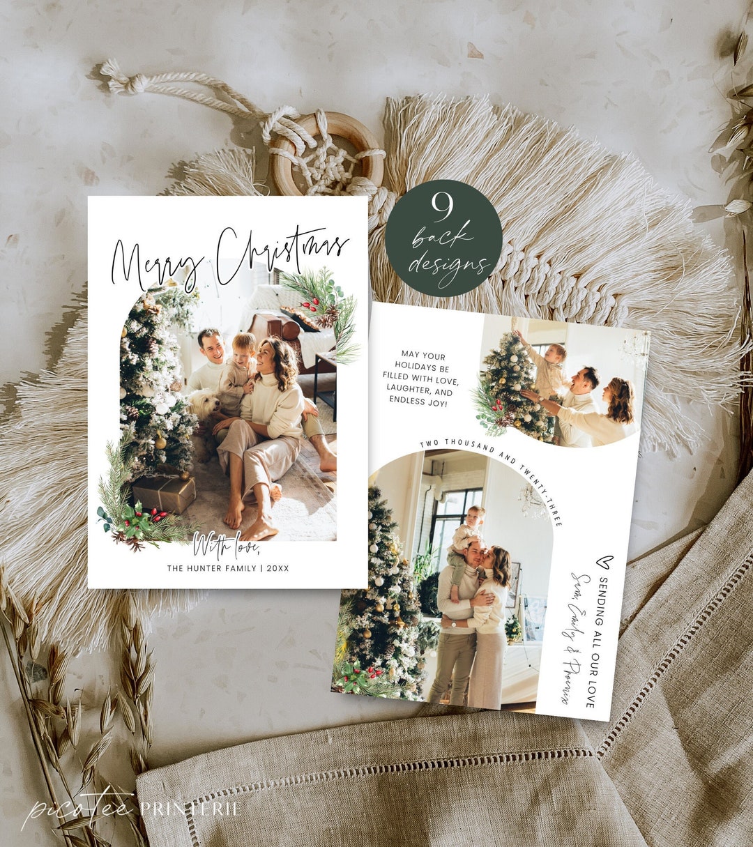 Arch Merry Christmas Photo Card Printable, Minimalist Christmas Photo ...