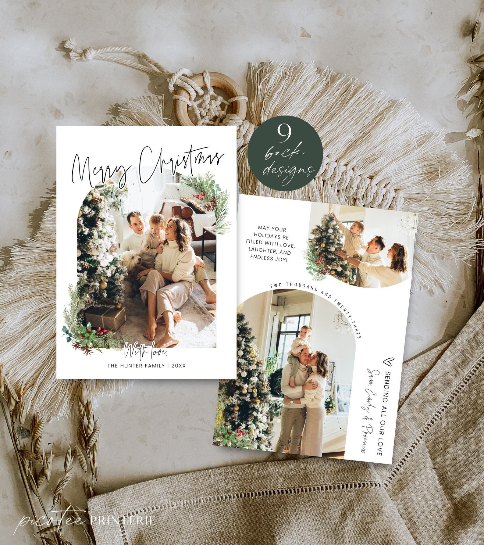 Merry Christmas Photo Card Printable, Minimalist Arch Christmas Photo ...