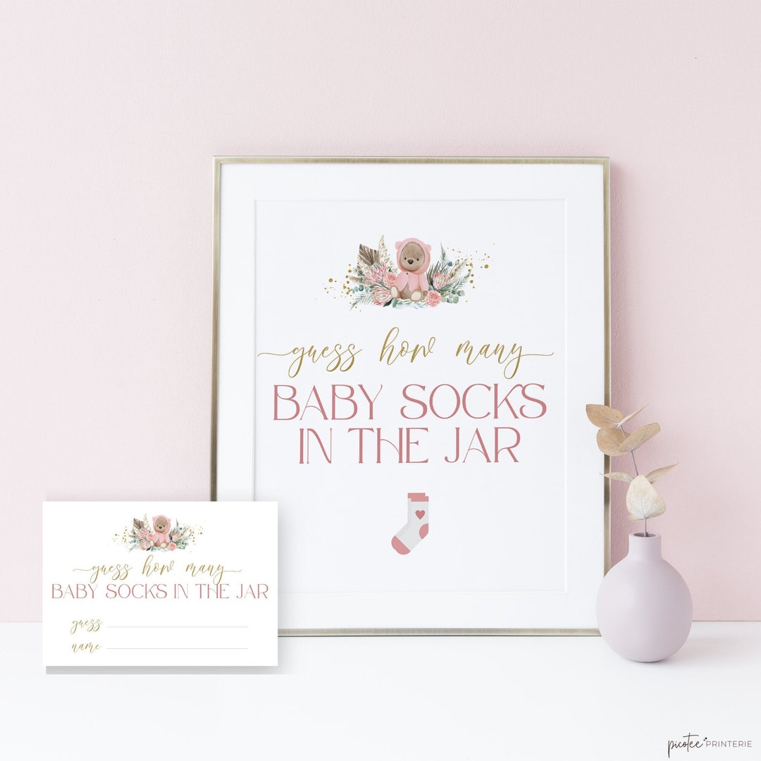 Guess How Many Baby Socks in the Jar Game, How Many Socks Sign, Boho ...