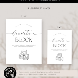 Decorate A Block Baby Shower Sign, Minimalist Sign Printable, Decorate ...