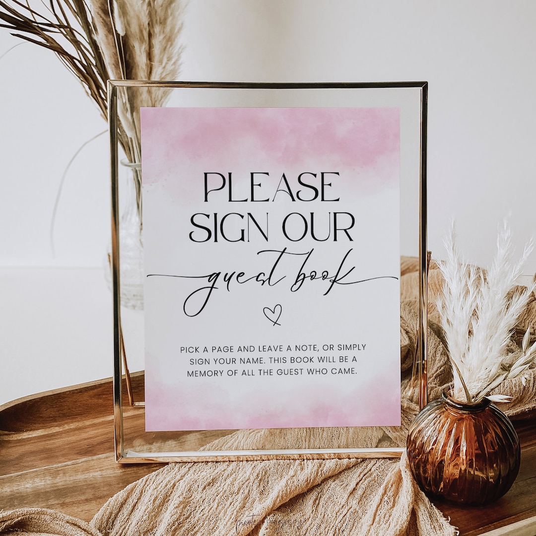 Baby Shower Guest Book Sign, Please Sign Our Guest Book Printable, Girl ...