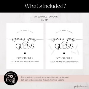 Wear Your Guess Game Sign, Baby Shower Game, He or She What Will Baby ...