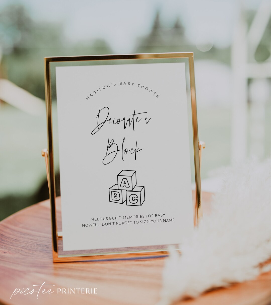 Minimalist Decorate A Block Activity, Decorate A Block Baby Shower Sign ...