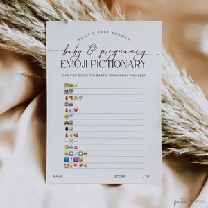 Emoji Pictionary Baby Shower Game, Minimalist Baby Shower Game ...
